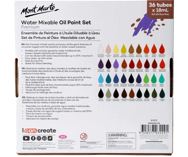 Mont Marte Premium H2O Water Mixable Oil Paint Set - District Artisan